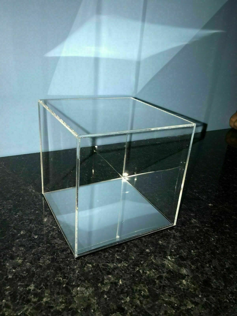 Display Cube Clear Acrylic/Perspex Square Box with Choice of 5 Colour ...