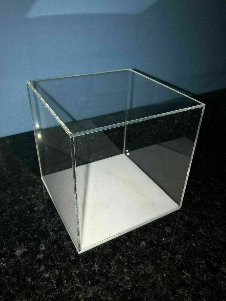 Display Cube Clear Acrylic/Perspex Square Box with Choice of 5 Colour ...